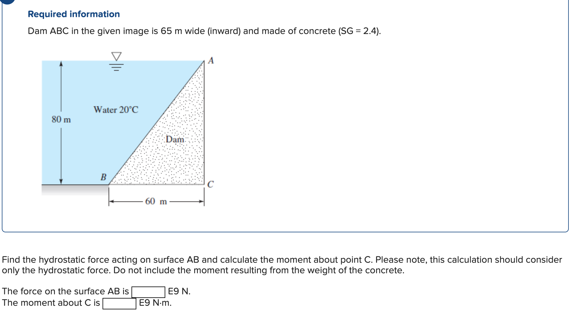 Solved Find the hydrostatic force acting on surface AB ﻿and | Chegg.com