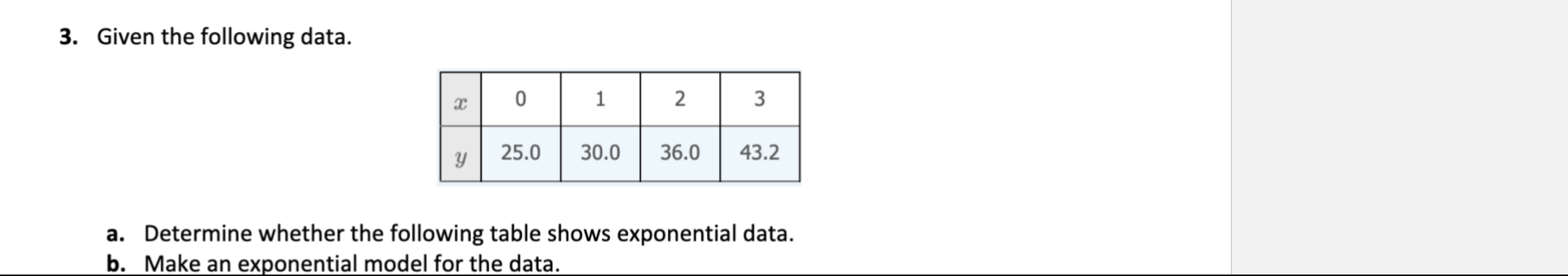 Given the following data.a. ﻿Determine whether the | Chegg.com