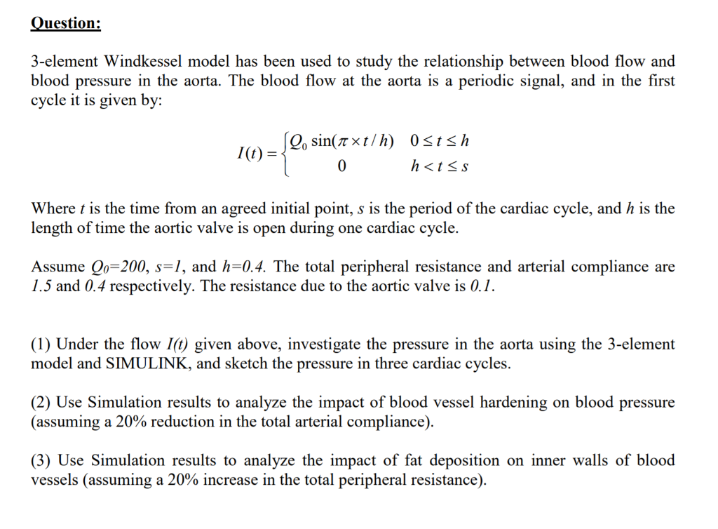 Question: 3-element Windkessel model has been used to | Chegg.com
