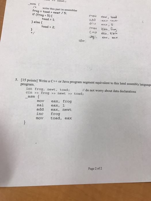 Solved Write A C Or Java Program Segment Equivalent To 