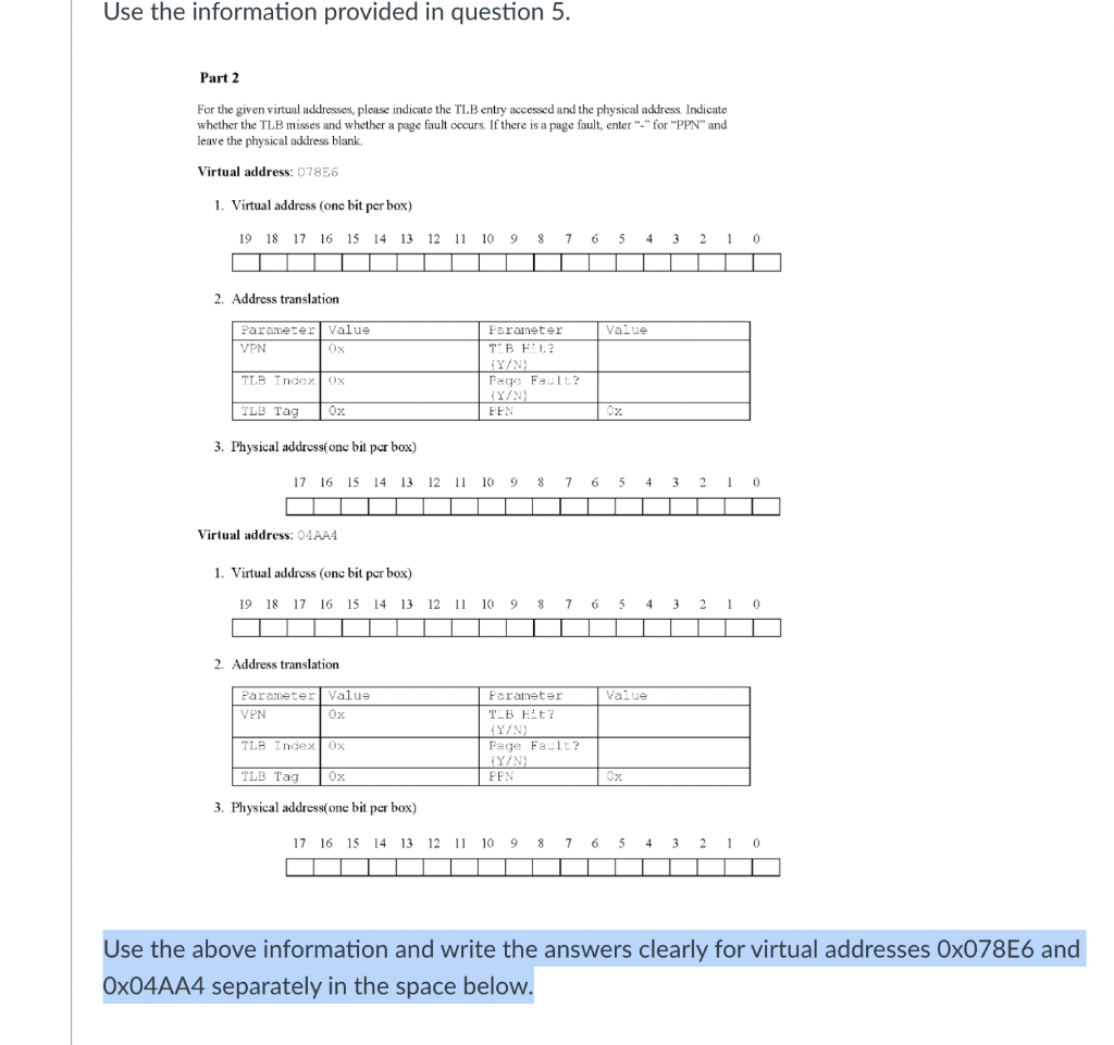 Solved Use the information provided in question 5. Part 2 | Chegg.com
