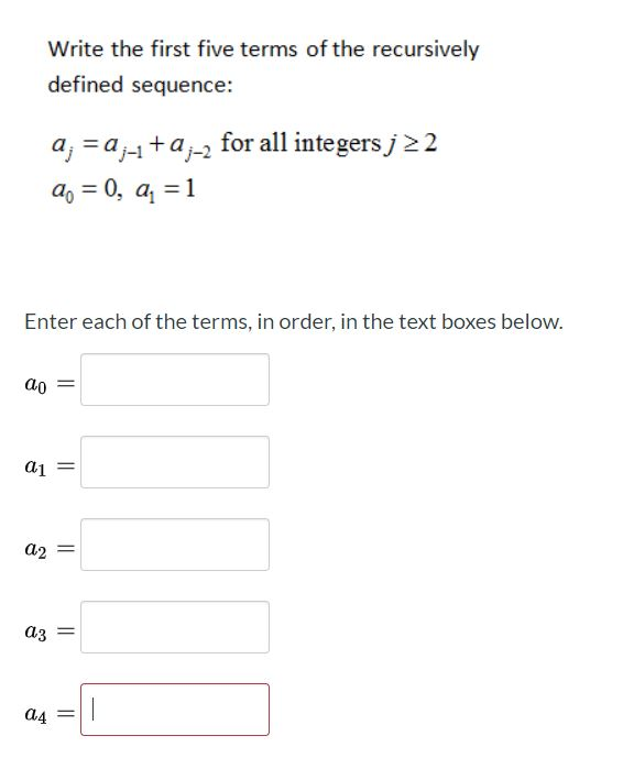 Solved Write the first five terms of the recursively defined | Chegg.com