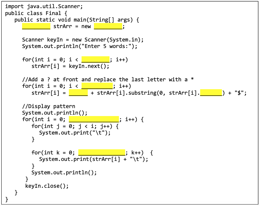Solved A student left an incomplete code that retrieves 5 | Chegg.com
