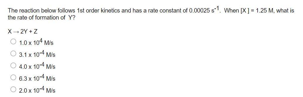 Solved The reaction below follows 1st order kinetics and has | Chegg.com