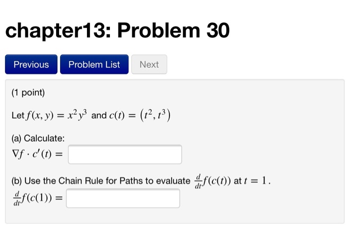 Solved chapter13: Problem 30 Previous Problem List Next (1 | Chegg.com