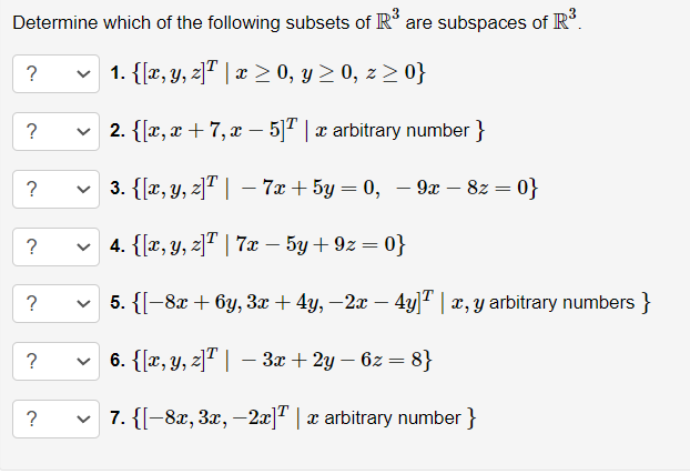 Solved Determine which of the following subsets of R3 are | Chegg.com