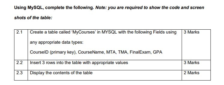 Solved Using MySQL, complete the following. Note: you are | Chegg.com