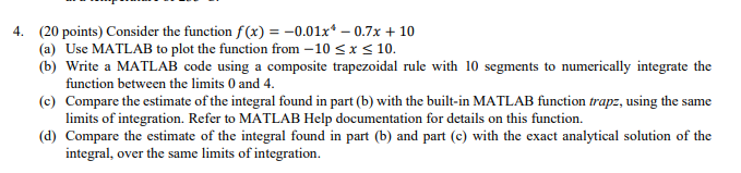 Solved (20 points) Consider the function | Chegg.com
