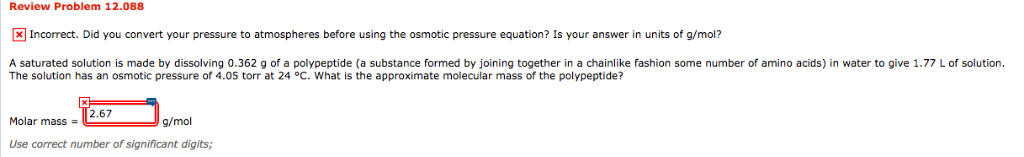Solved Additional Exercise 12.102 XIncorrect. 1.16 The | Chegg.com