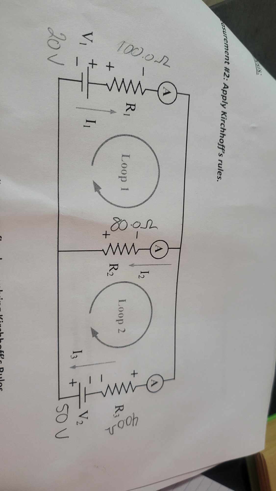 Solved asurement \#2: Apply Kirchhoff's rules. | Chegg.com