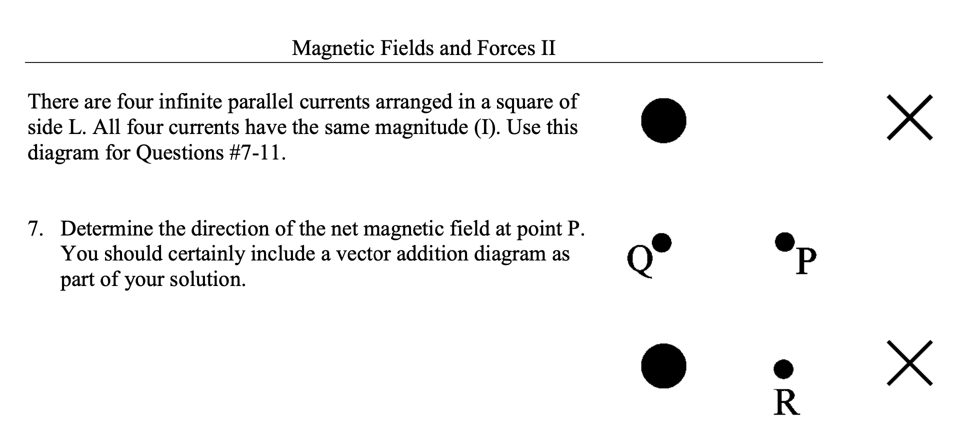 Solved There are four infinite parallel currents arranged in | Chegg.com