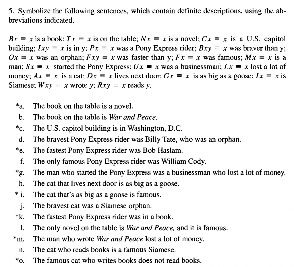 5. Symbolize the following sentences, which contain | Chegg.com