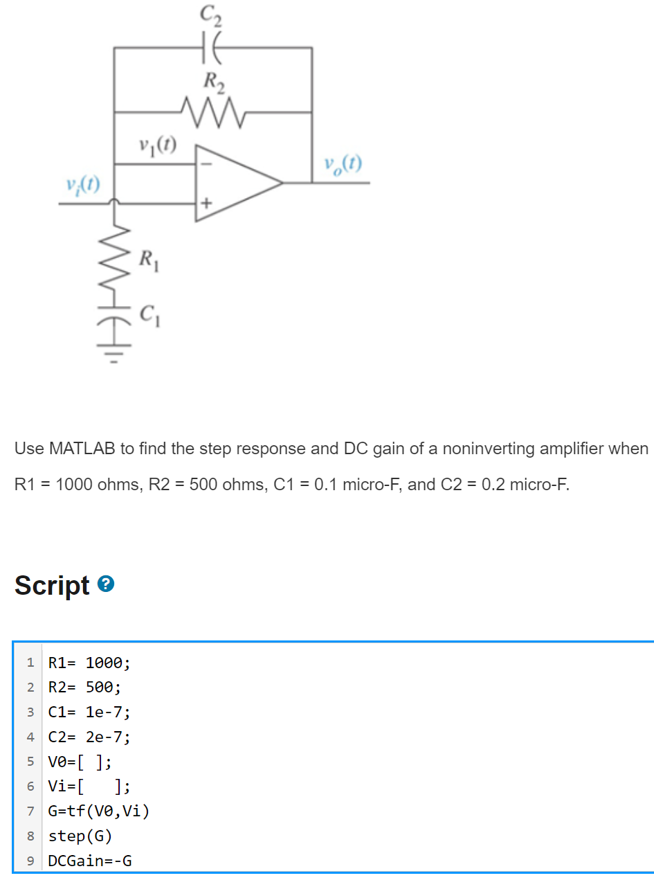 Solved C2 R2 v (1) v.(t) v;(1) + RI MAI Use MATLAB to find | Chegg.com