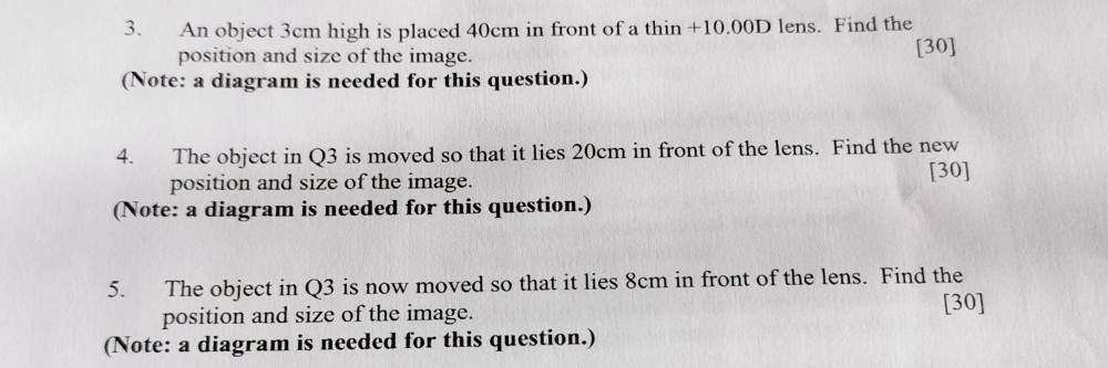 Solved 3. An object 3cm high is placed 40cm in front of a | Chegg.com