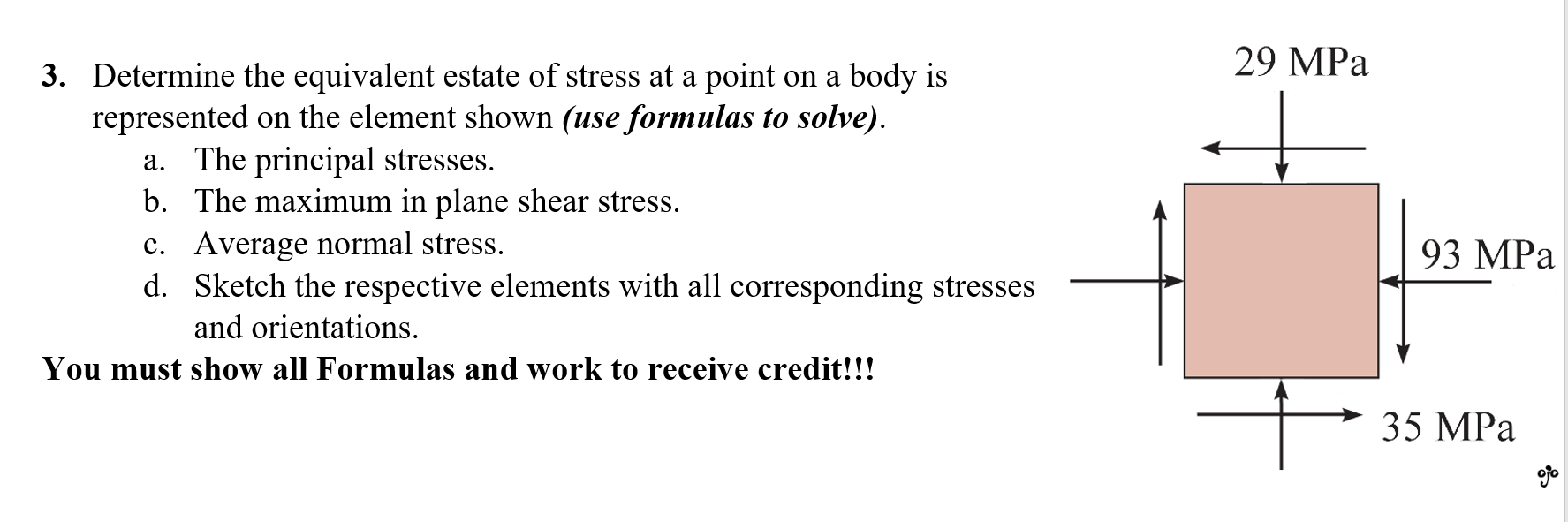 Solved 29 MPa 3. Determine the equivalent estate of stress | Chegg.com