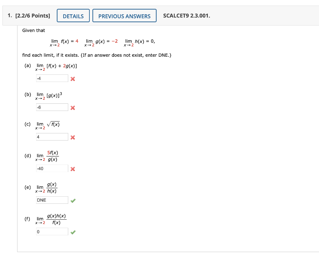 Solved 1. [2.2/6 Points] DETAILS PREVIOUS ANSWERS SCALCET9 | Chegg.com