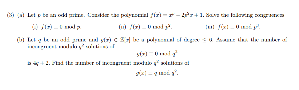 3) (a) Let p be an odd prime. Consider the polynomial | Chegg.com