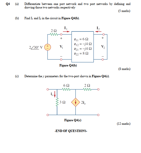 Solved Q4 (a (a) Differentiate between one port network and | Chegg.com