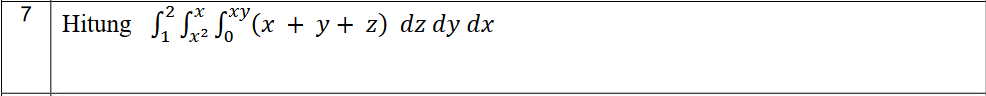 Solved Hitung ∫12∫x2x∫0xy(x+y+z)dzdydx | Chegg.com