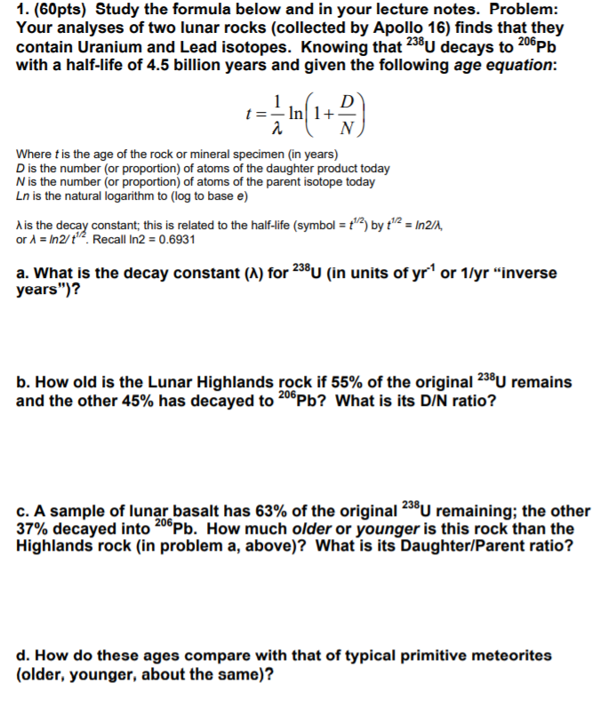 Solved 1. (60pts) Study the formula below and in your | Chegg.com