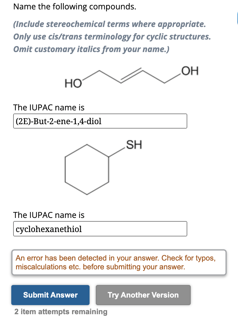 Solved Name the following compounds. (Include stereochemical | Chegg.com