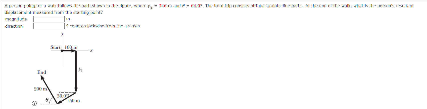 Solved displacement measured from the starting point? | Chegg.com