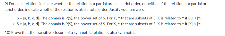 Solved 9) For each relation, indicate whether the relation | Chegg.com