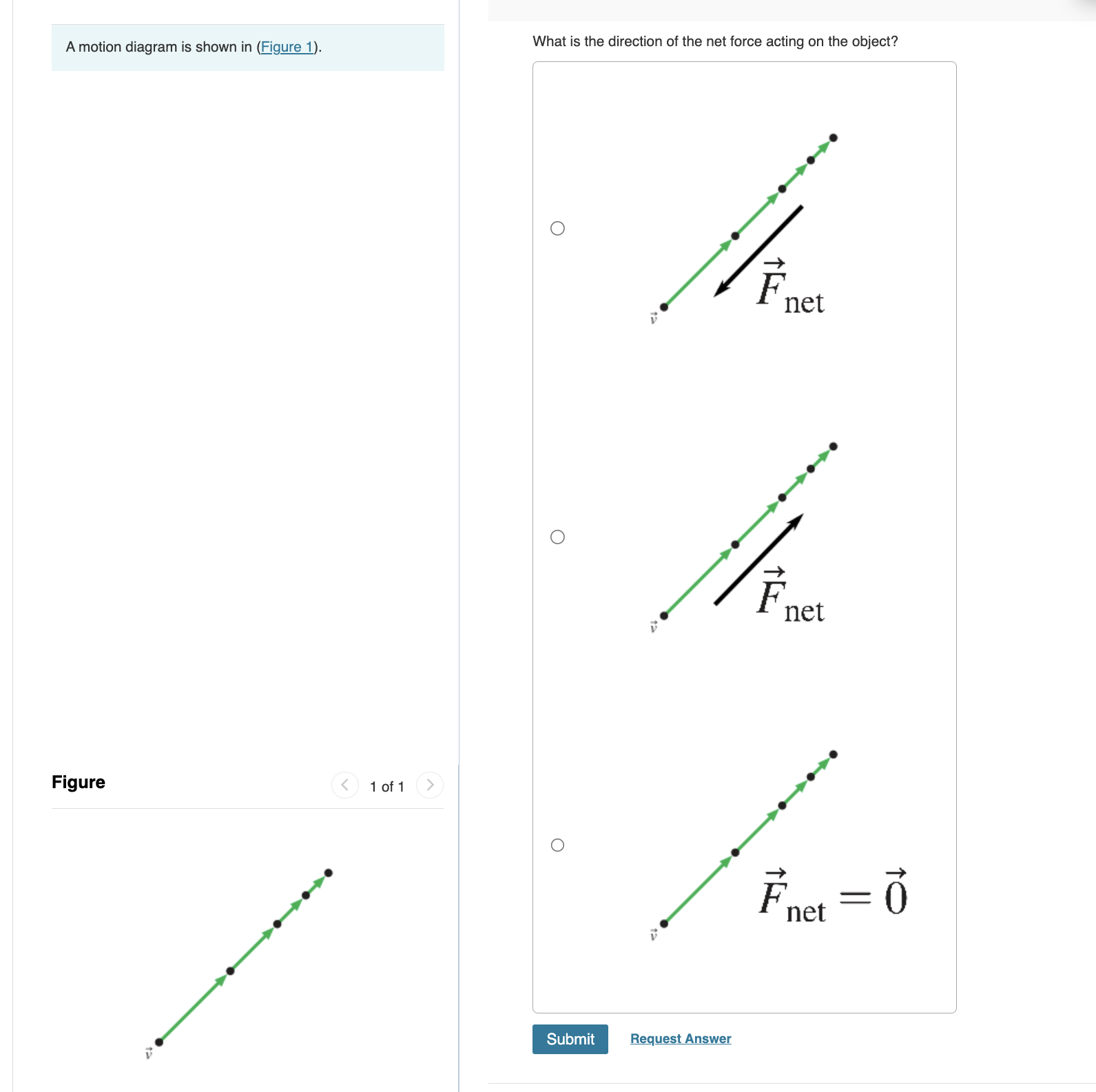 Solved A motion diagram is shown in What is the direction of | Chegg.com