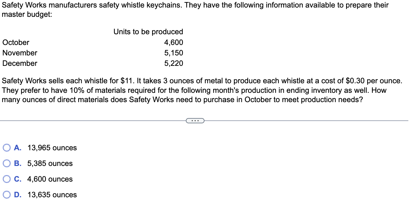 Solved Safety Works manufacturers safety whistle keychains. | Chegg.com