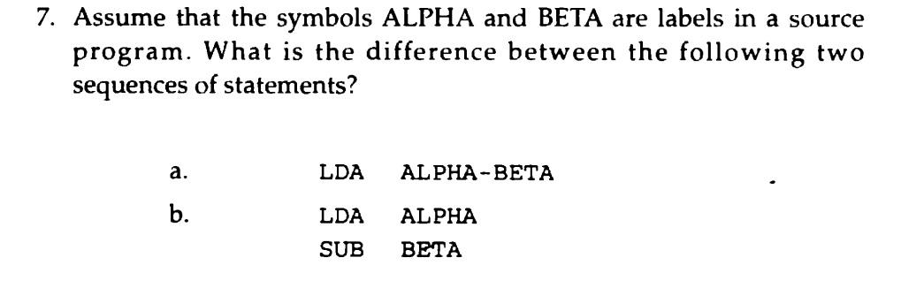 Solved 7. Assume that the symbols ALPHA and BETA are labels | Chegg.com
