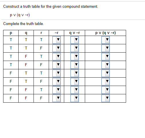 Solved Construct a truth table for the given compound | Chegg.com
