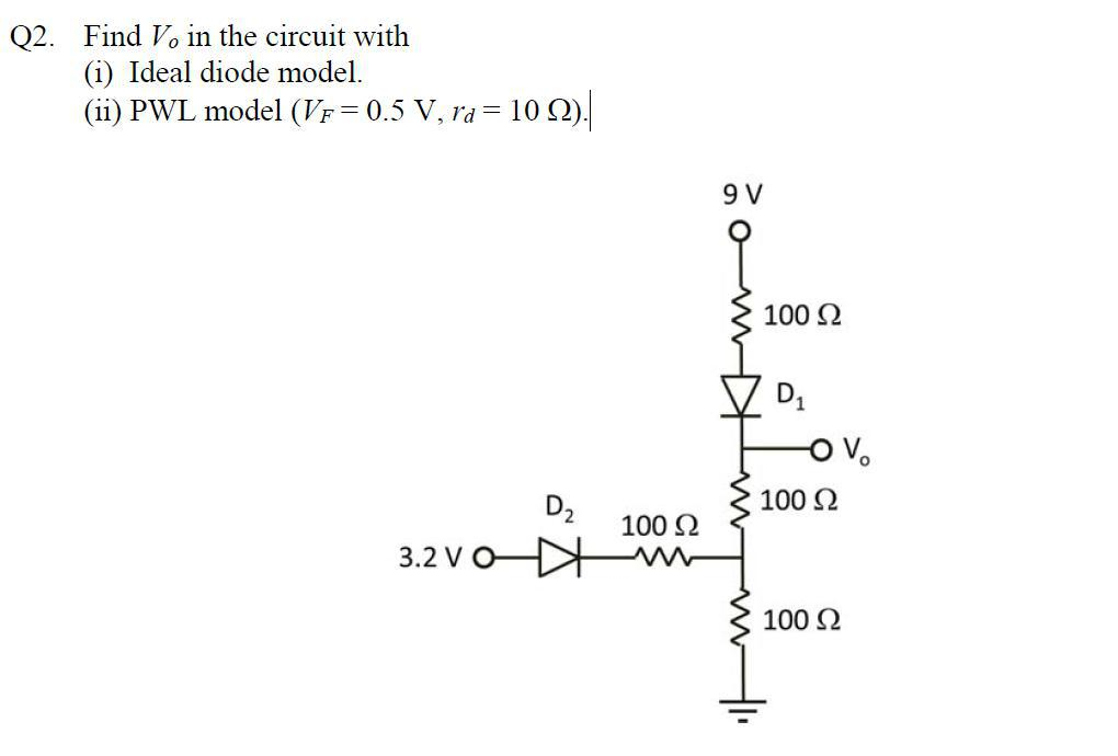 Solved Q2. Find Vo in the circuit with (i) Ideal diode | Chegg.com