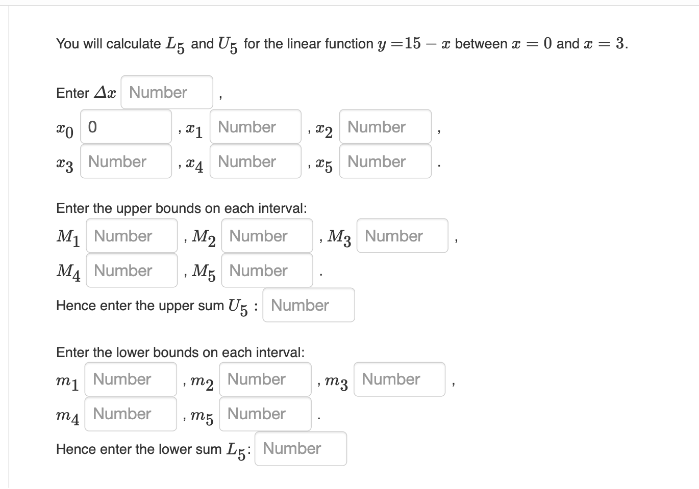 Solved You will calculate L5 and U5 for the linear function | Chegg.com