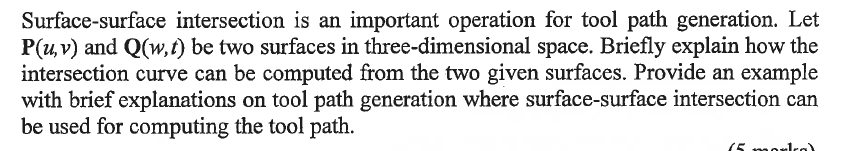 Solved Surface-surface intersection is an important | Chegg.com