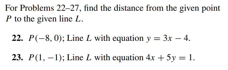 Solved For Problems 22−27, find the distance from the given | Chegg.com