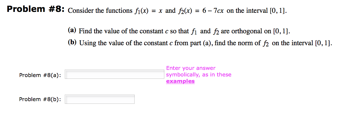 Solved Problem #8: Consider the functions f1(x) = x and | Chegg.com