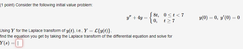 Solved y(0) = 0, y'(0) = 0 (1 point) Consider the following | Chegg.com