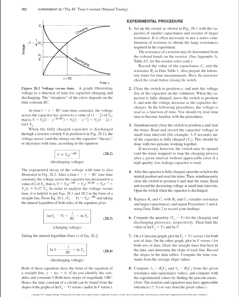 Solved Data Table 1 Purpose: To determine the RC time | Chegg.com