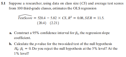 Solved 1 Suppose a researcher, using data on class size (CS) | Chegg.com