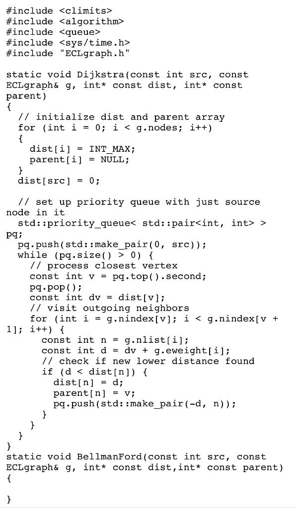 5.1 SSSP Algorithms (50 points] Write a C++ function | Chegg.com