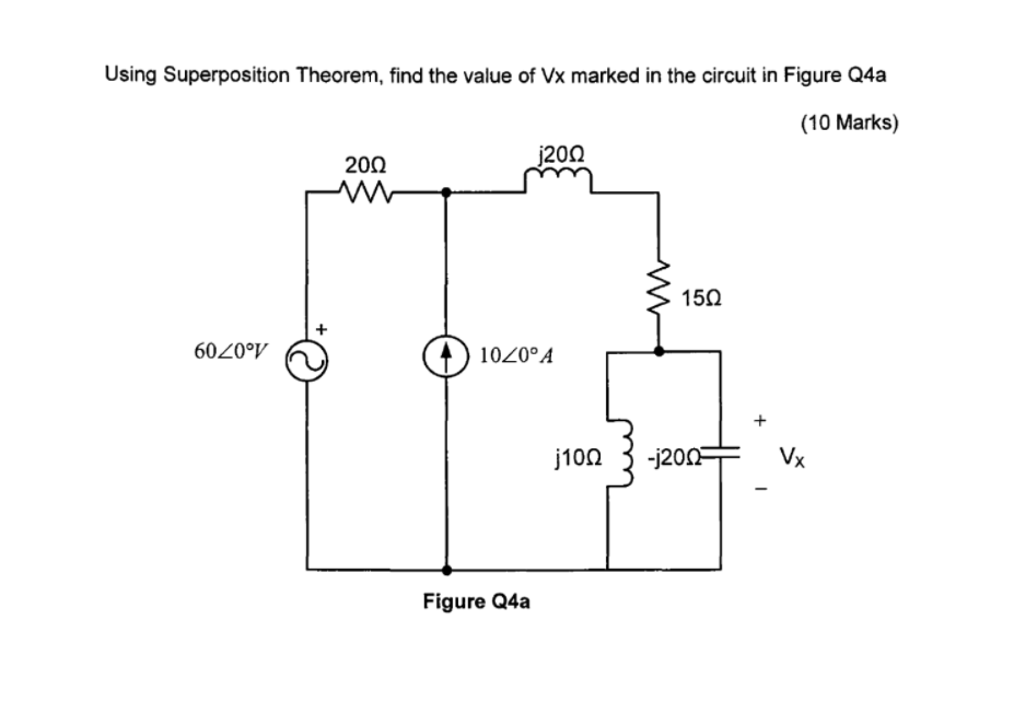 Solved Using Superposition Theorem, find the value of Vx | Chegg.com