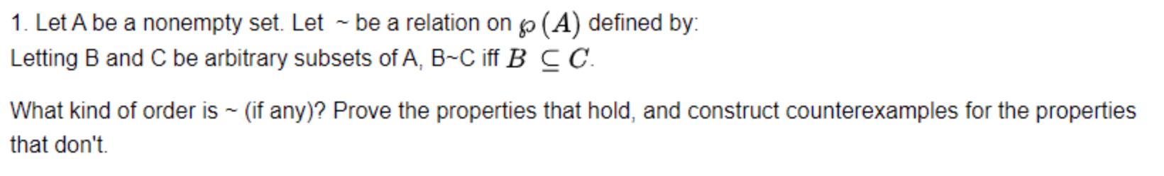 Solved 1. Let A be a nonempty set. Let ∼ be a relation on | Chegg.com