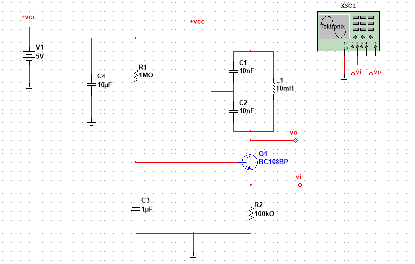 Solved XSC1 +VCC +VCC Tektronix V1 5V R1 C1 10nF Ivo 1ΜΩ C4 | Chegg.com