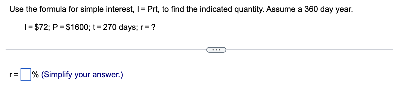 Solved Use the formula for simple interest, I = Prt, to find | Chegg.com