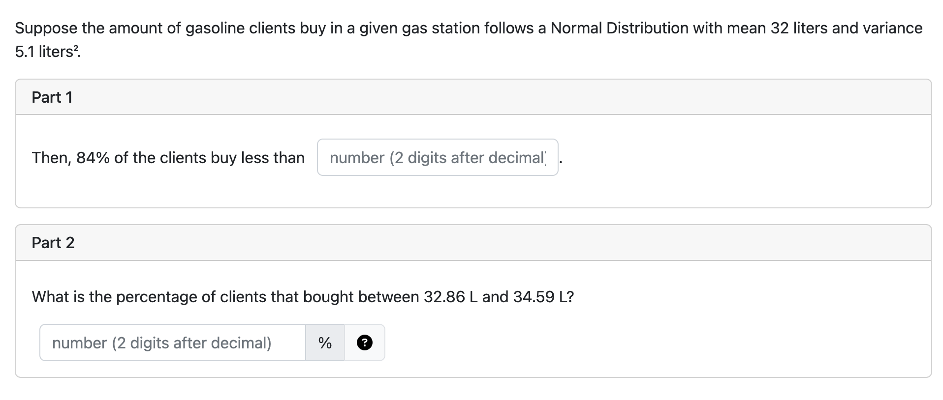 Solved Suppose the amount of gasoline clients buy in a given | Chegg.com