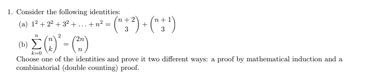Solved 1. Consider the following identities: (a) | Chegg.com