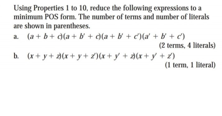 Solved Using Properties 1 to 10, reduce the following | Chegg.com