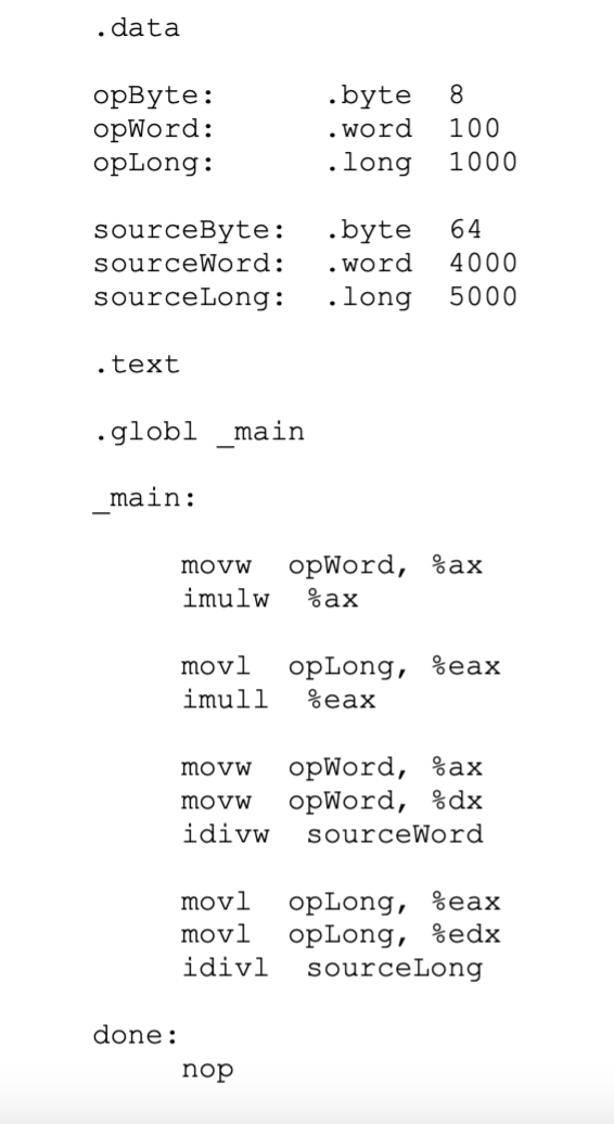 Solved For the simple Assembly program above, set a | Chegg.com