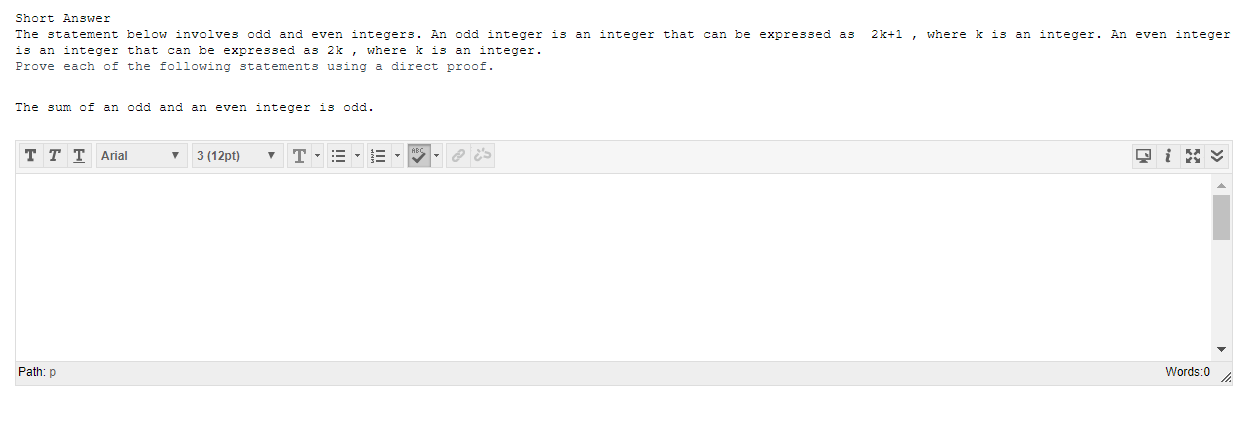 Solved Short Answer The statement below involves odd and | Chegg.com