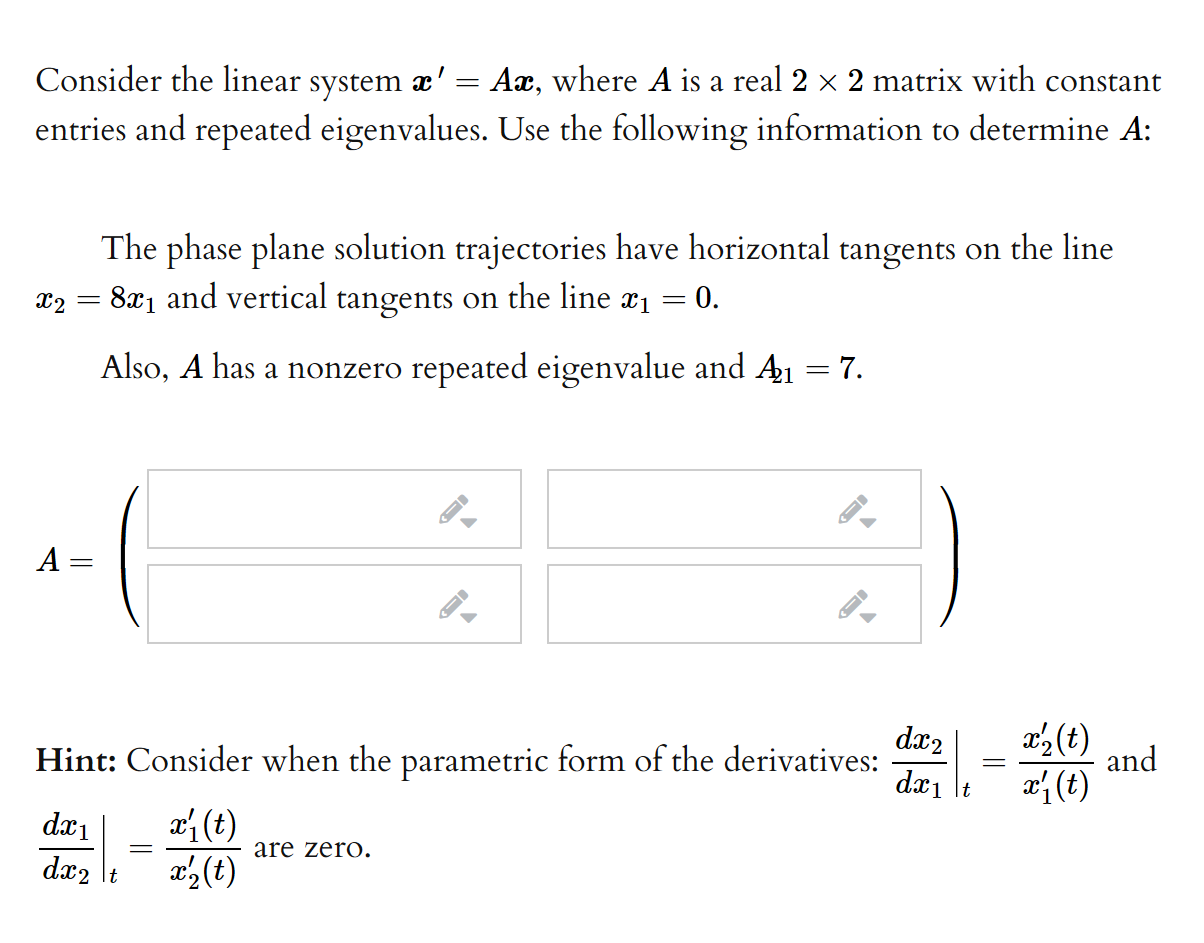 Solved Consider the linear system x' = Ax, where A is a real | Chegg.com